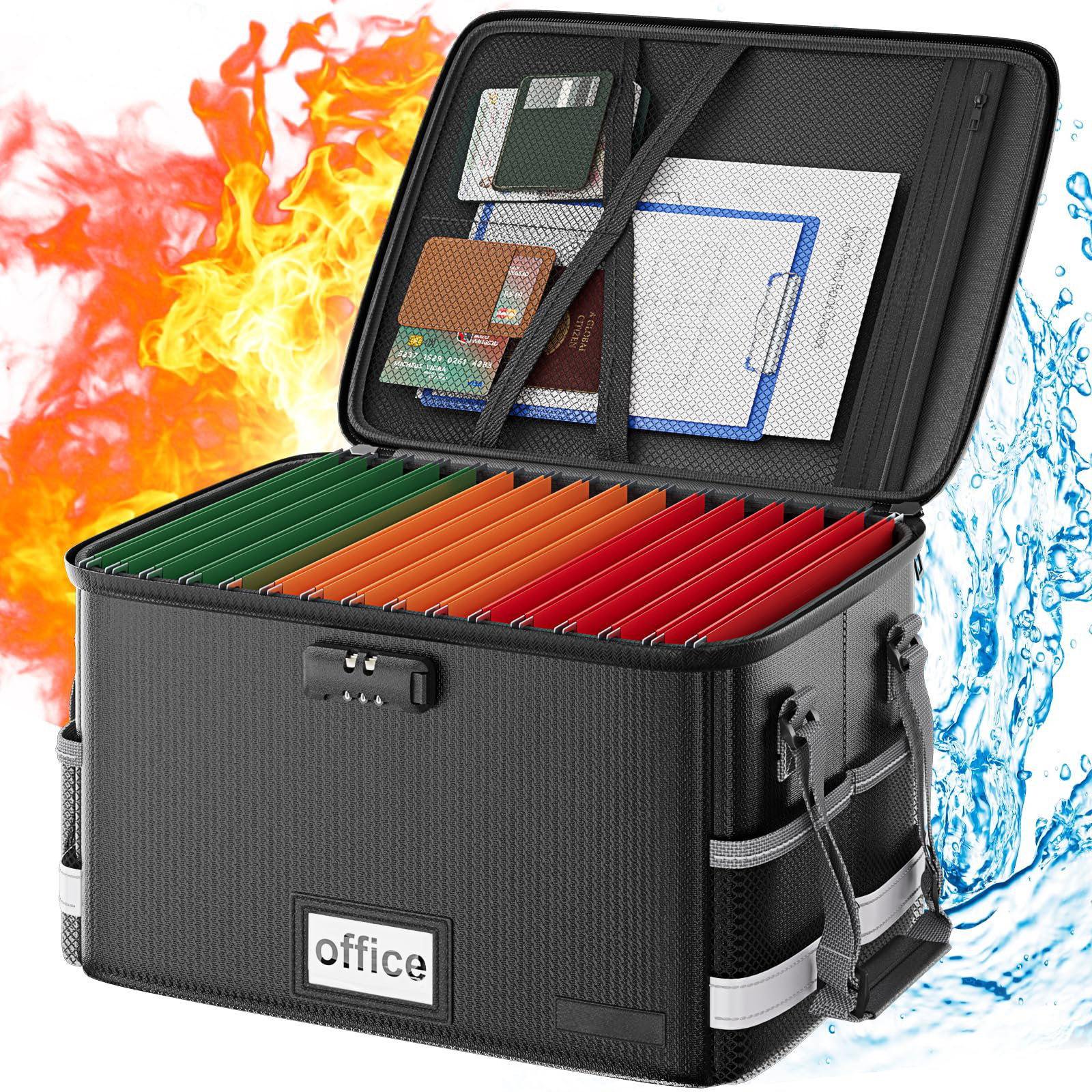 Fish hunter Fireproof File Organizer Box With Lock, Collapsible ...