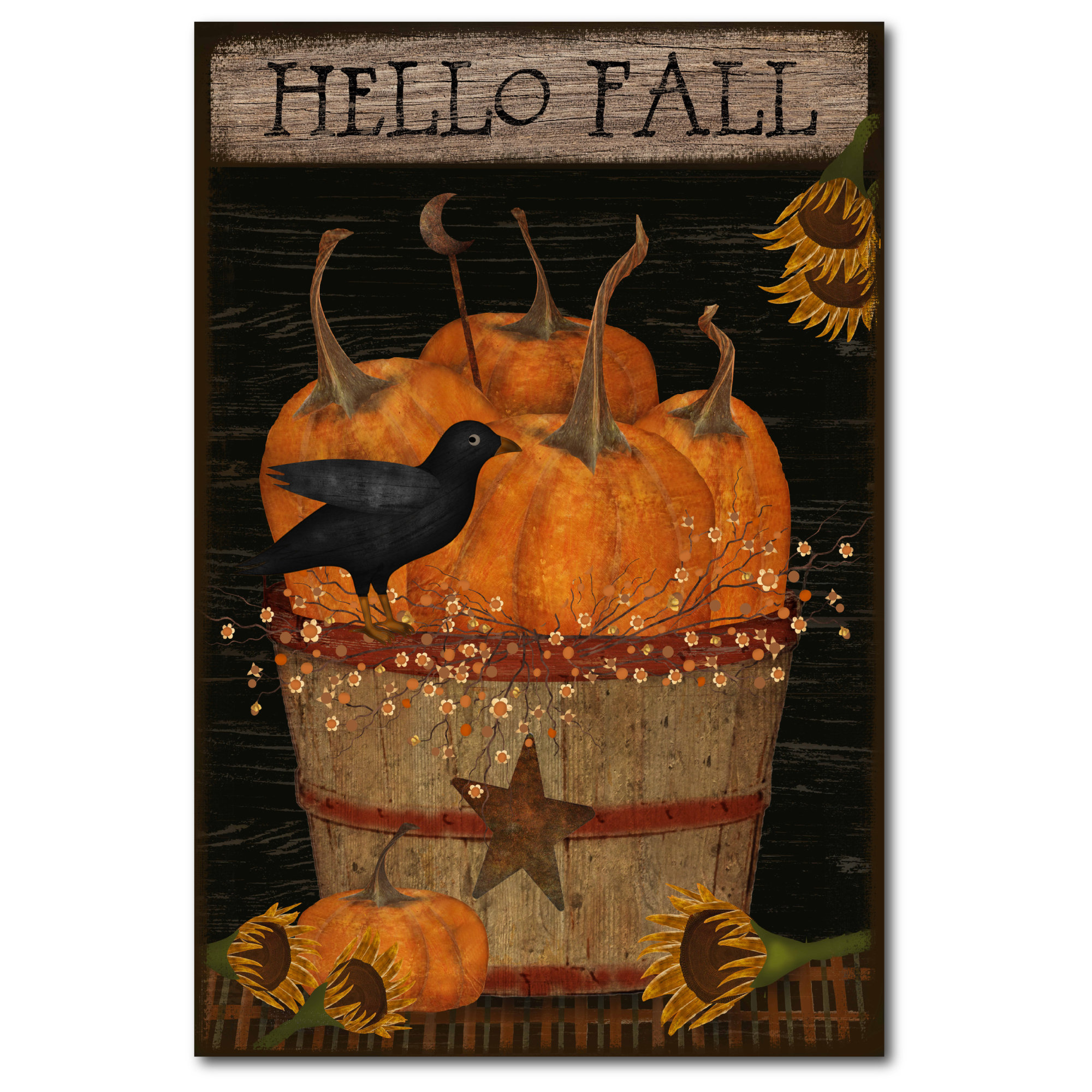 Rosalind Wheeler Hello Fall Flag - Wrapped Canvas Painting Print | Wayfair