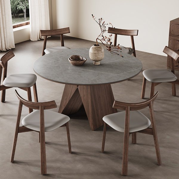 Elamer Italian style modern simple round dining table set | Wayfair