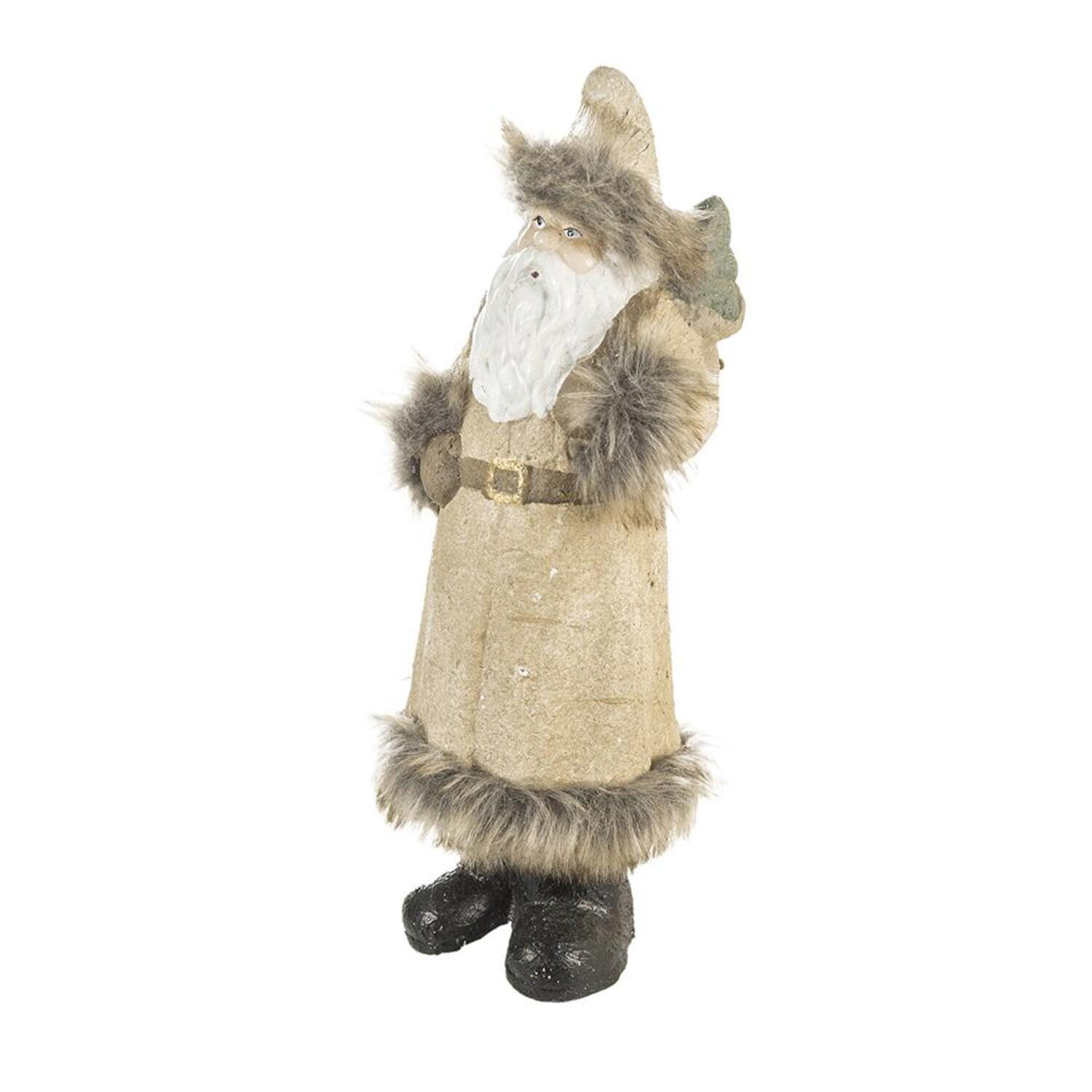 The Holiday Aisle® Terracotta Santa with Birch Look Coat | Wayfair