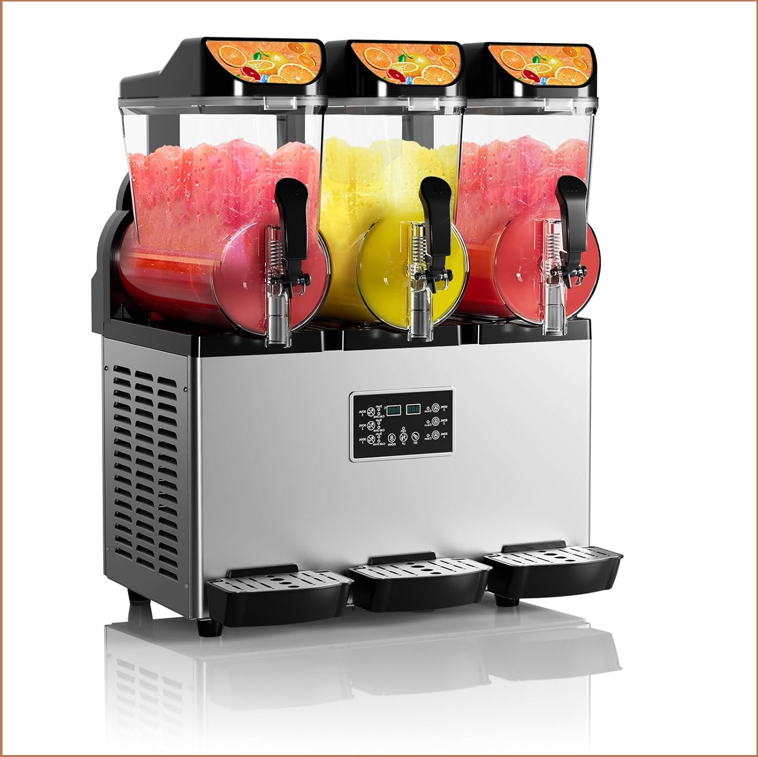 babevy Commercial Slushy Machine 15lx3, Tainless Steel Smoothie Frozen ...