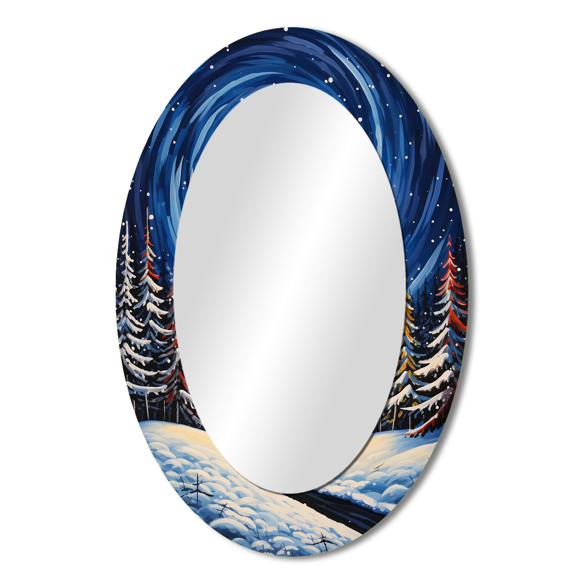Mercer41 Frosty Pathway Road Into Winter's Embrace III - Large Oval ...