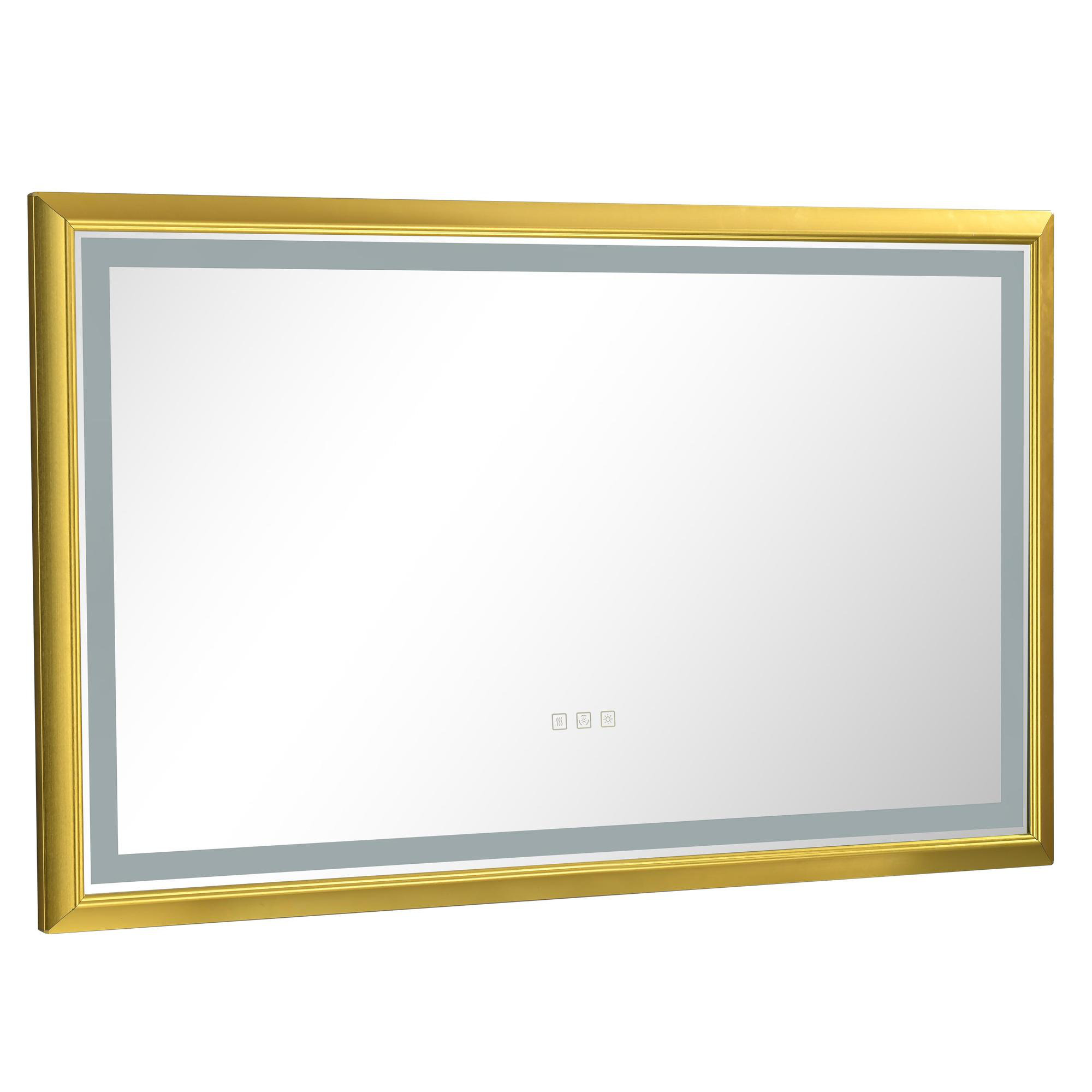Orren Ellis Oversized Rectangular Framed LED Mirror Anti-Fog Dimmable ...