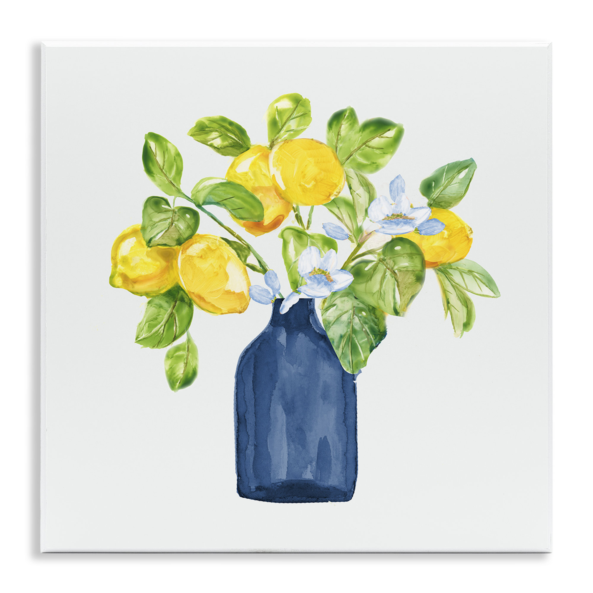 Ebern Designs Lemon Branches in Blue Wall Plaque Art by Nan | Wayfair