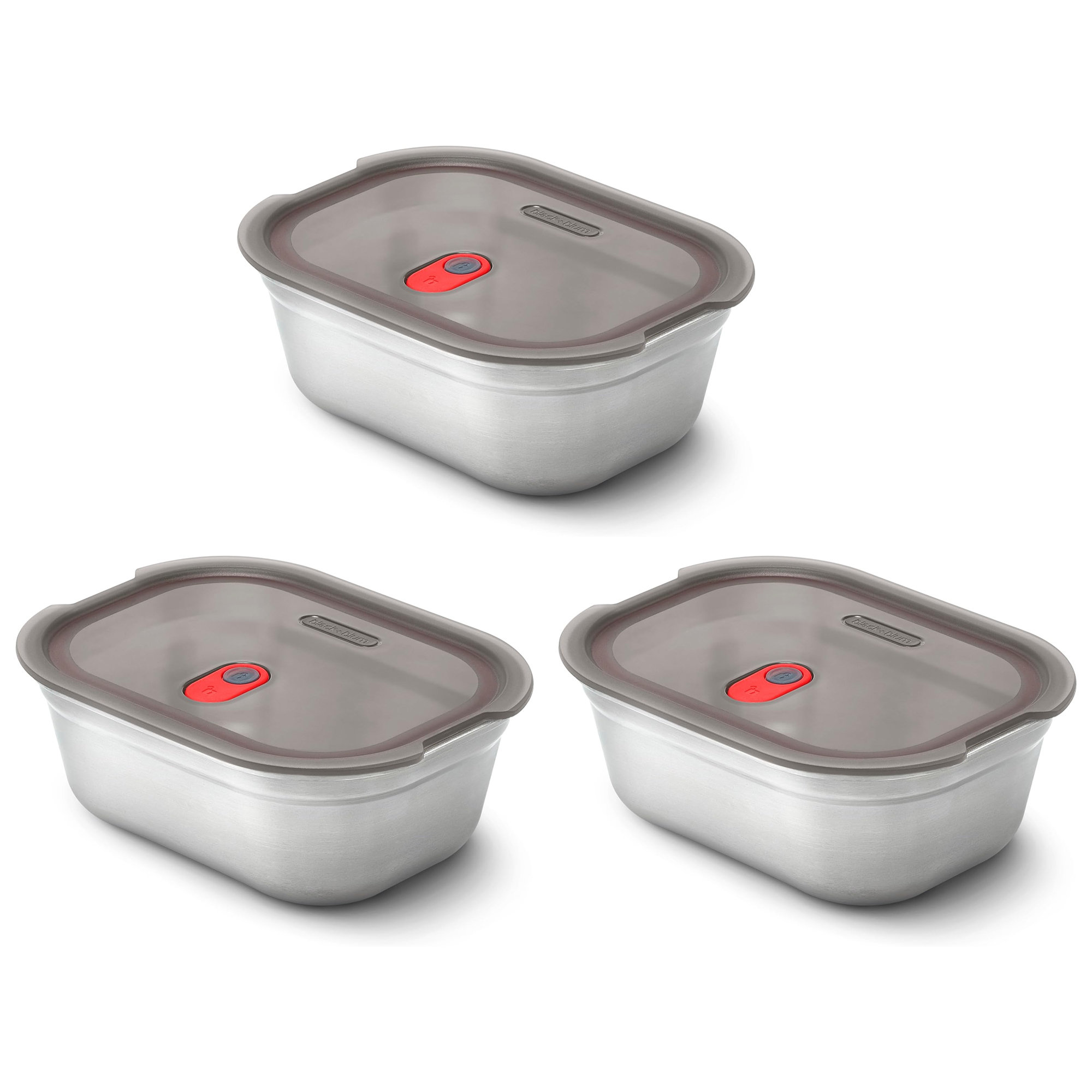 Black + Blum Set of 3 Steel Food Box Large 1200ml - Grey | Wayfair.co.uk