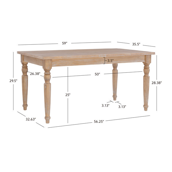 Kelly Clarkson Home Hillary 60" Solid Wood Farmhouse Dining Table ...