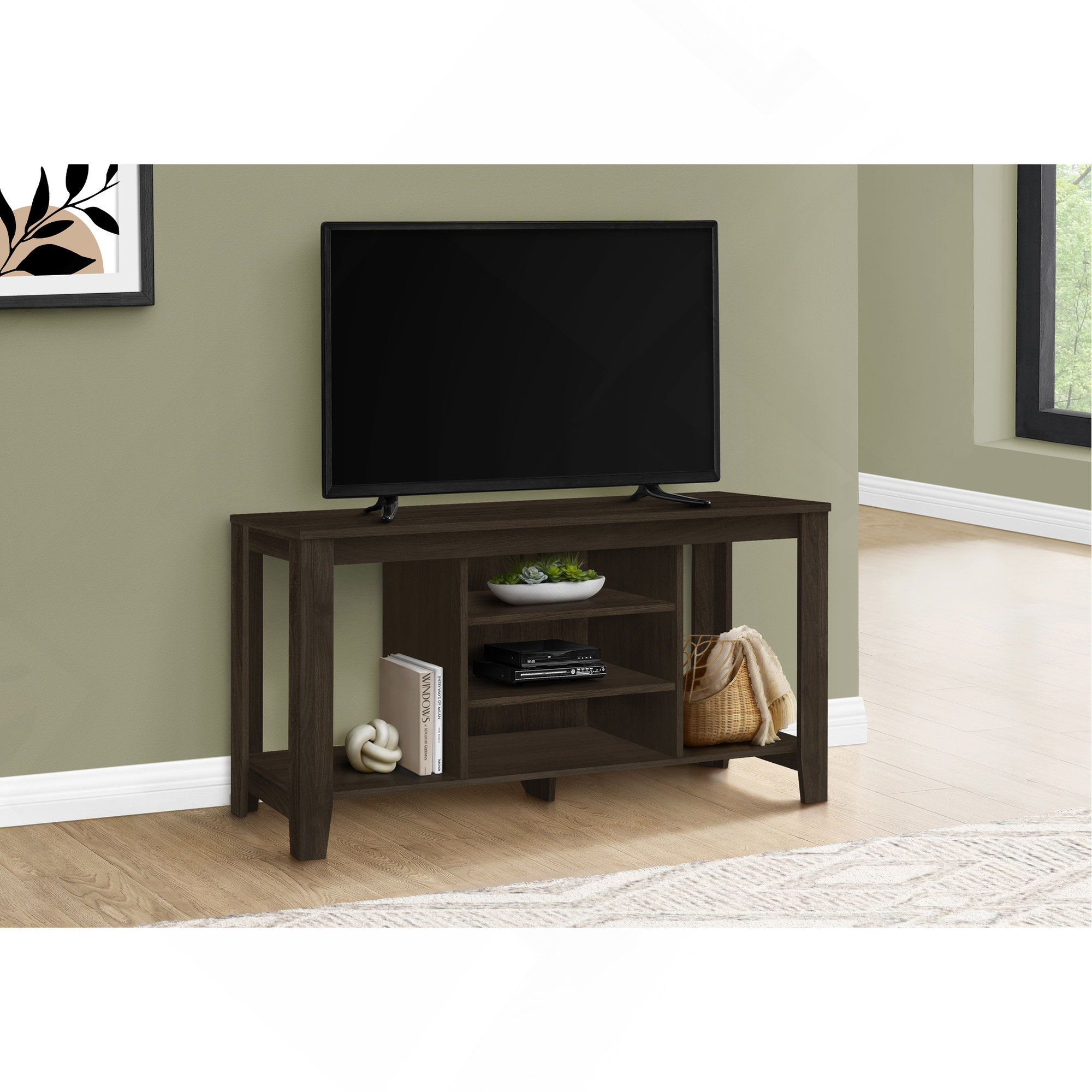 Mercer41 Versatile Media Entertainment Console With Shelves For Living Room And Bedroom | Wayfair
