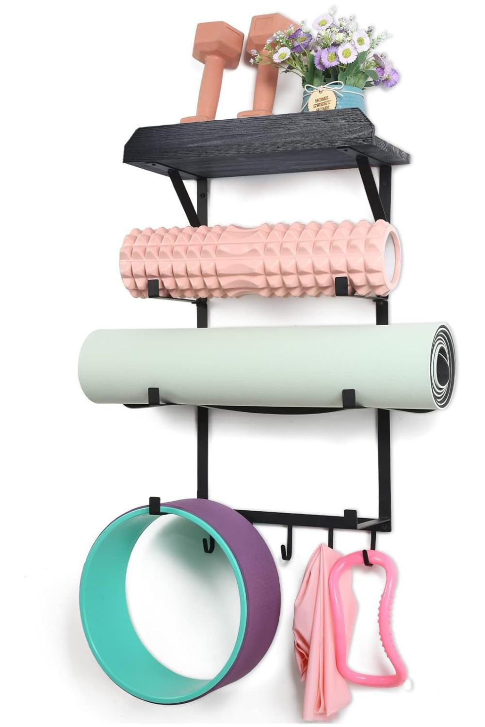 Rebrilliant Yoga Mat Holder, Wall Mount Yoga Mat Rack Home Gym ...