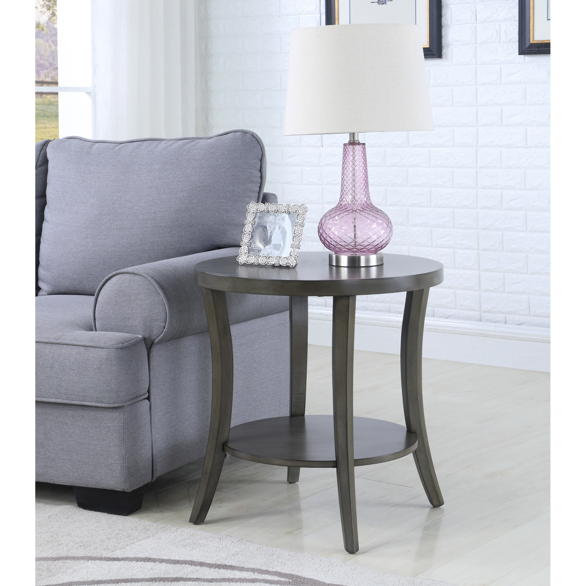 Wrought Studio Oval Table - Wood Veneer Display, Extra Shelf Space ...