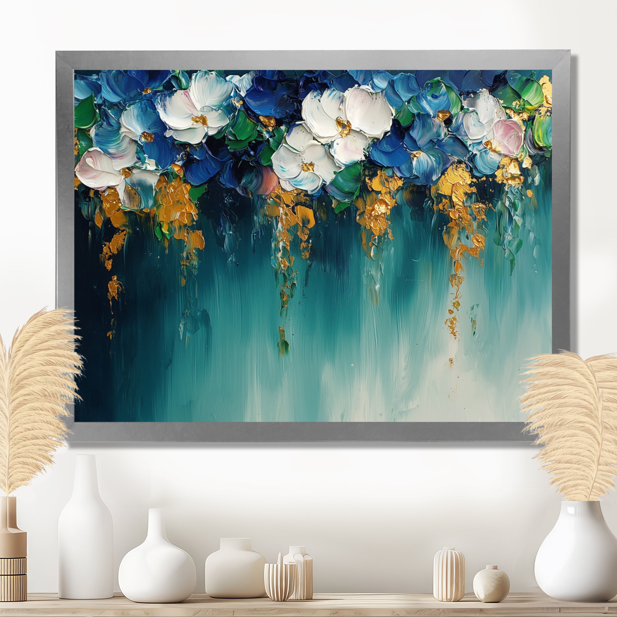 Winston Porter Green Neo Expressionism Of Rhythmic Drizzle Flowers II ...