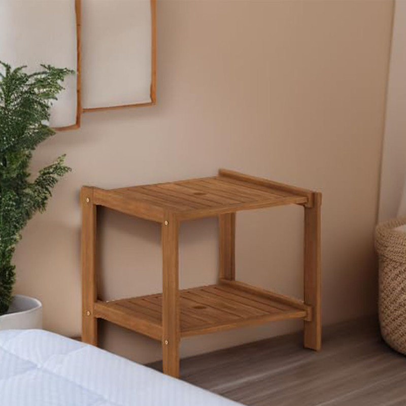 Ebern Designs Hardwood 2 Layers Side Table, Strong, Sturdy and Durable ...