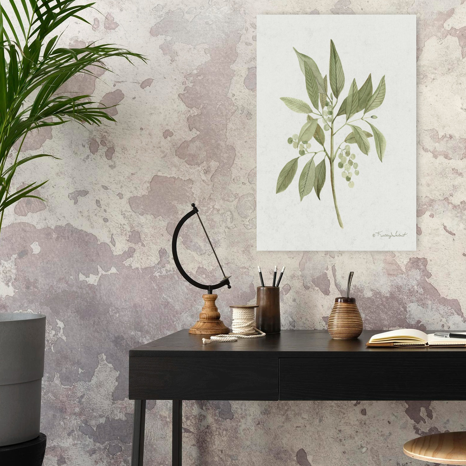 Latitude Run® Sage Berry Branch Abstract Contemporary Nature Spring Art ...