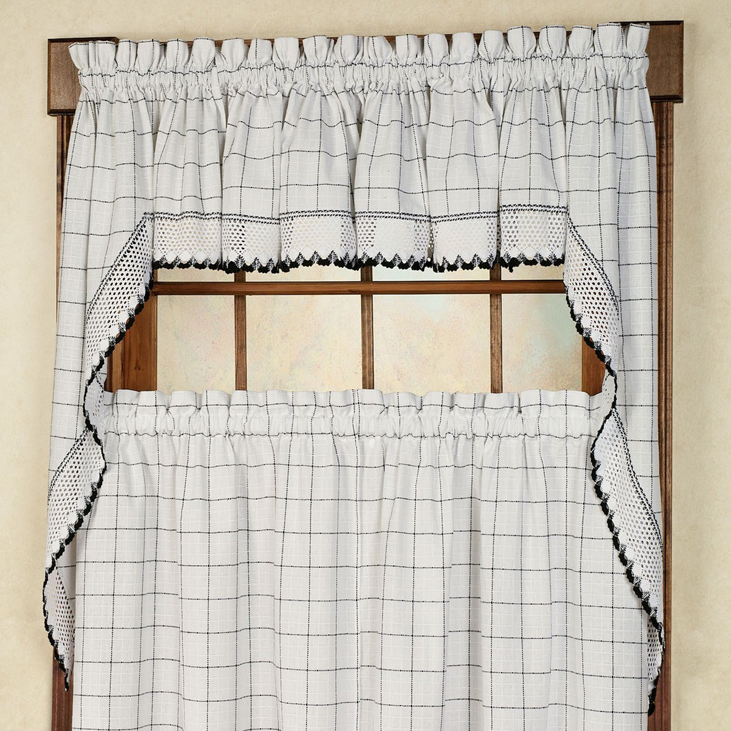 Loon Peak® Baccarat 60" Cotton Kitchen Window Swag Curtain Set ...