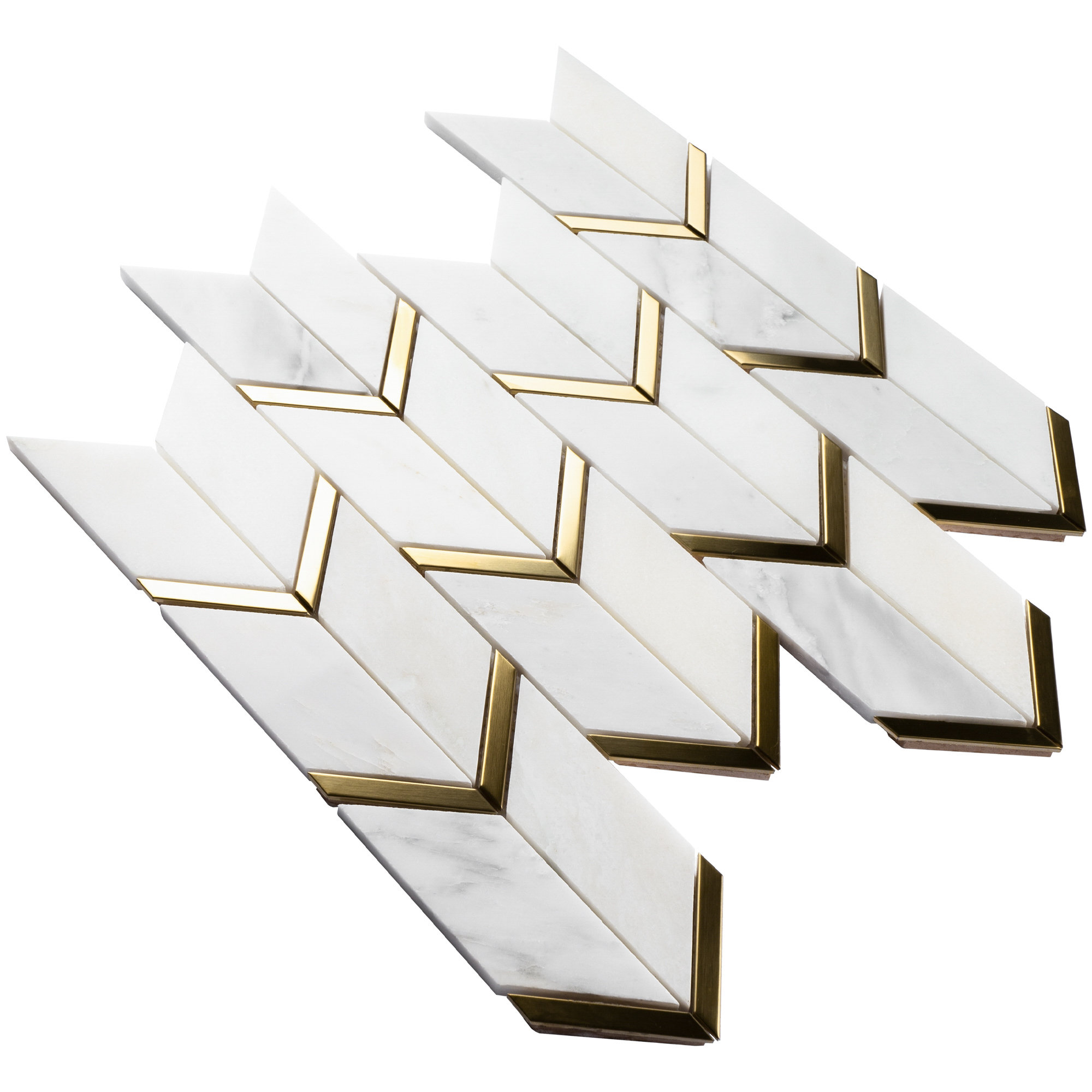 Supreme Tile Natural Bianco 1" x 2" Herringbone / Chevron Mosaic Wall ...
