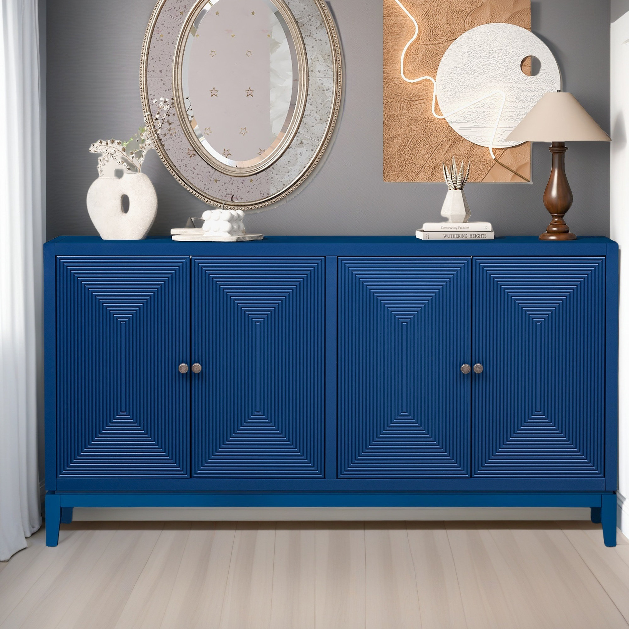 Winston Porter Sleek Storage Cabinet Sideboard Buffet With Vertical ...