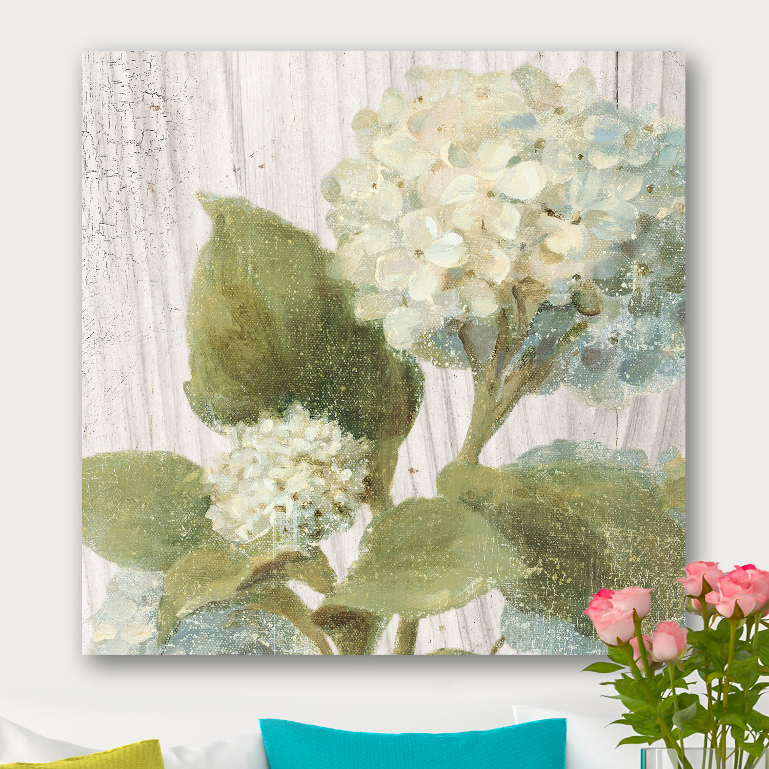 East Urban Home 'Goauche Green Flower II' Painting Print on Canvas ...