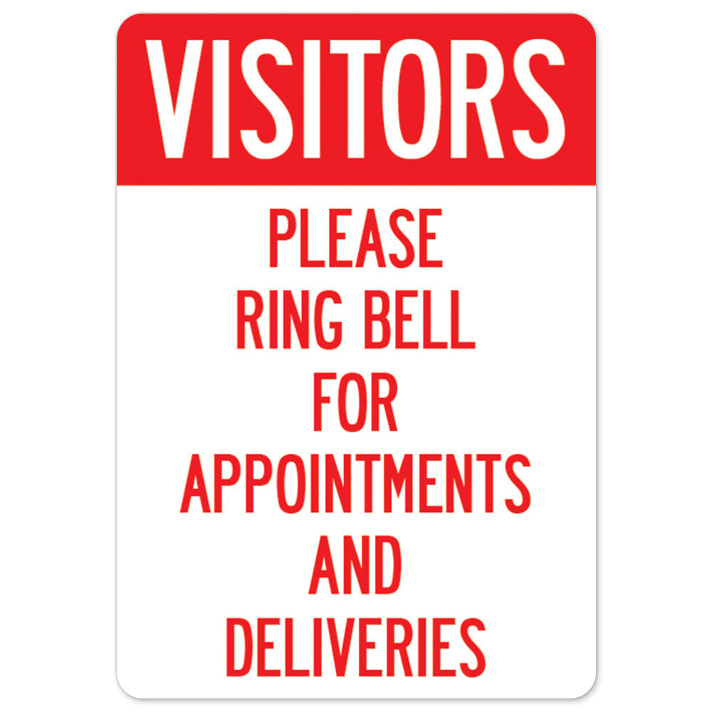 SignMission Visitors Please Ring Bell For Appointments And Deliveries ...