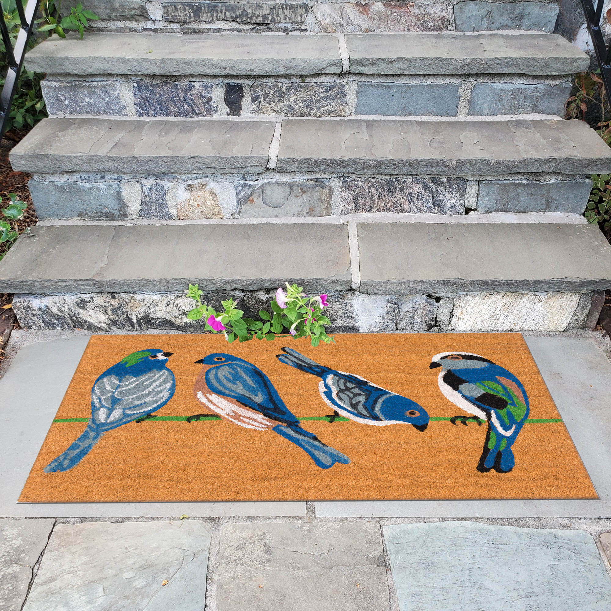 August Grove® Abagail Blue Birds Non-Slip Outdoor Door Mat & Reviews ...