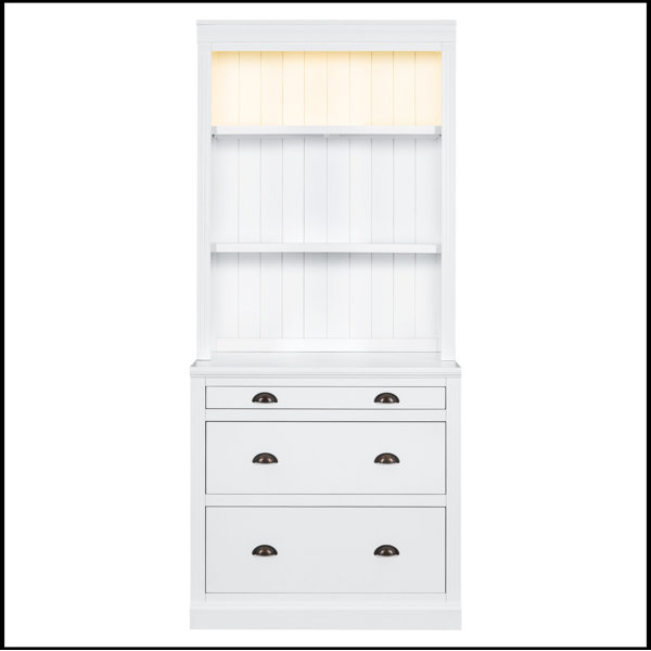 Orren Ellis 83.4"Tall Bookshelf with LED Lighting, Modern Bookcase with ...