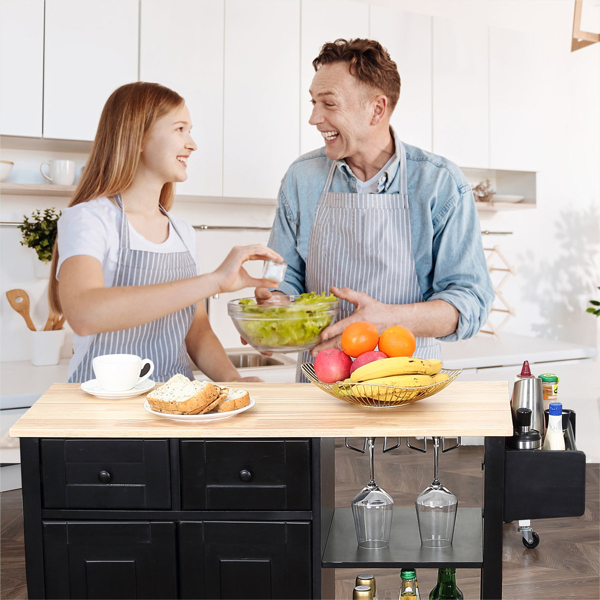 Lark Manor Allyna Rolling Kitchen Island With Solid Wood Top & Reviews ...