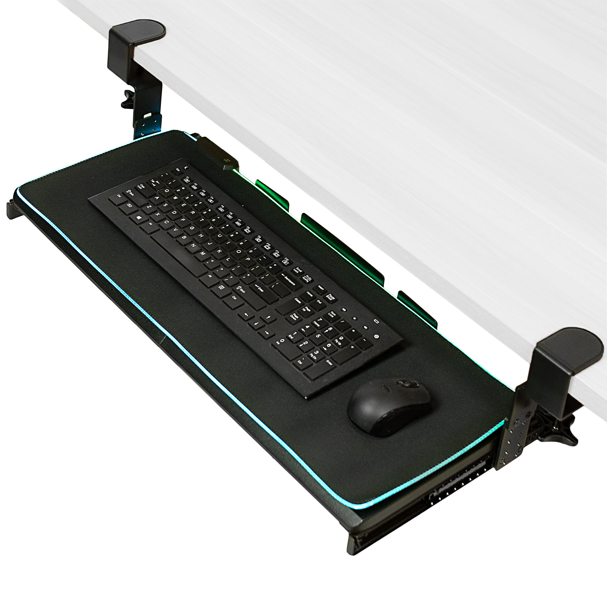 VIVO Black Clamp-On Height Adjustable Under Desk Gaming Keyboard Tray W ...
