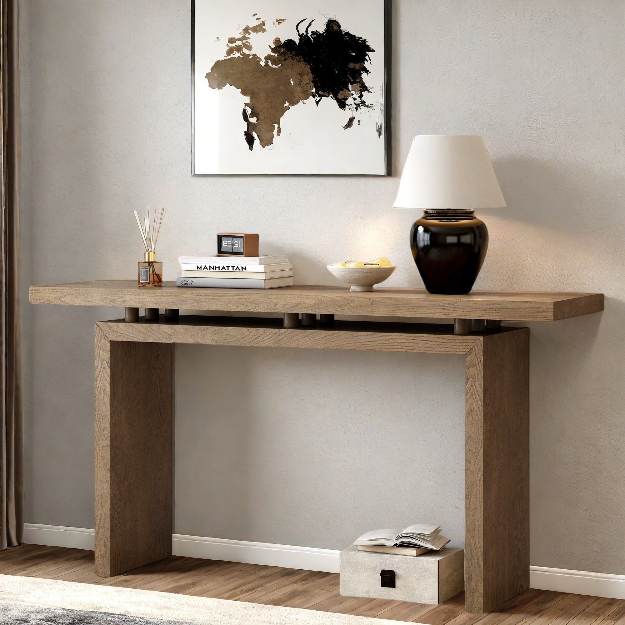 Latitude Run® Simple Console Table With Clever Tabletop Design And ...