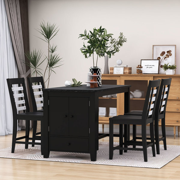 Red Barrel Studio® Hereld 5 - Piece Trestle Dining Set with Faux Marble ...