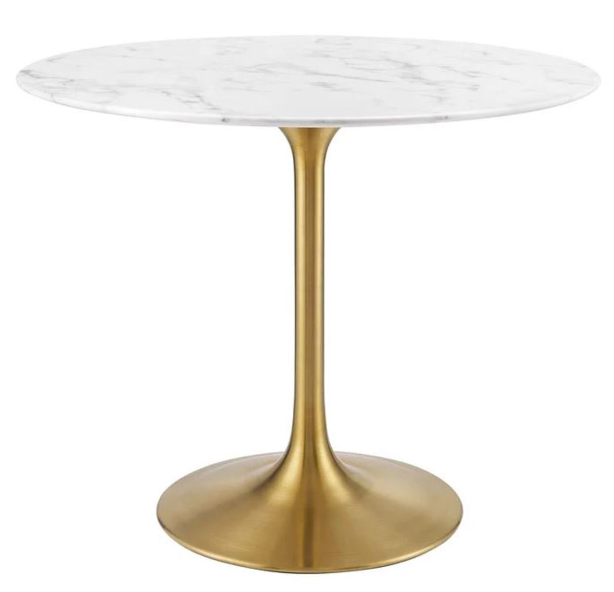 Mercer41 Luna Brass Faux Marble Dining Table | Wayfair