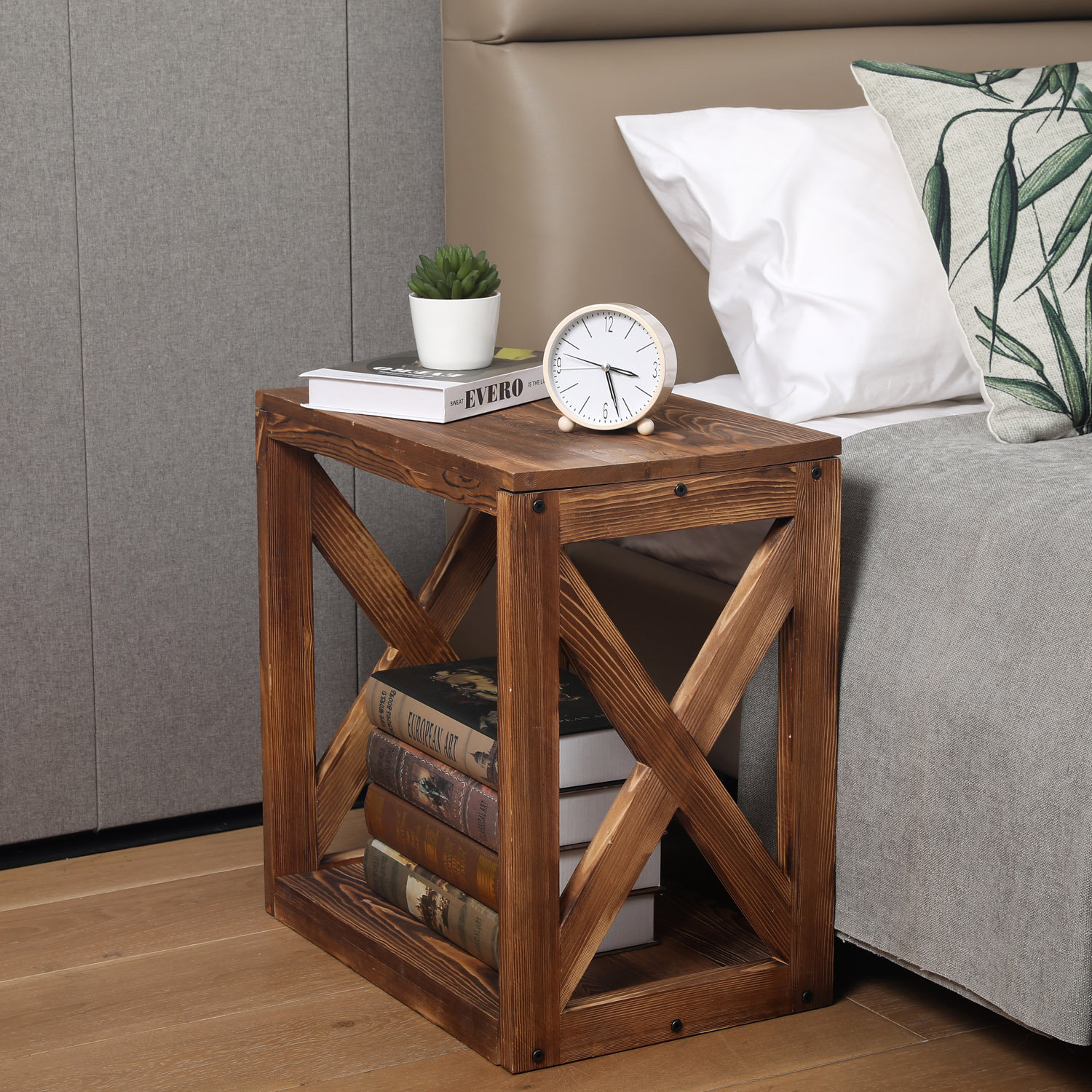 Loon Peak® Cherra Solid Wood Floor Shelf End Table with Storage ...
