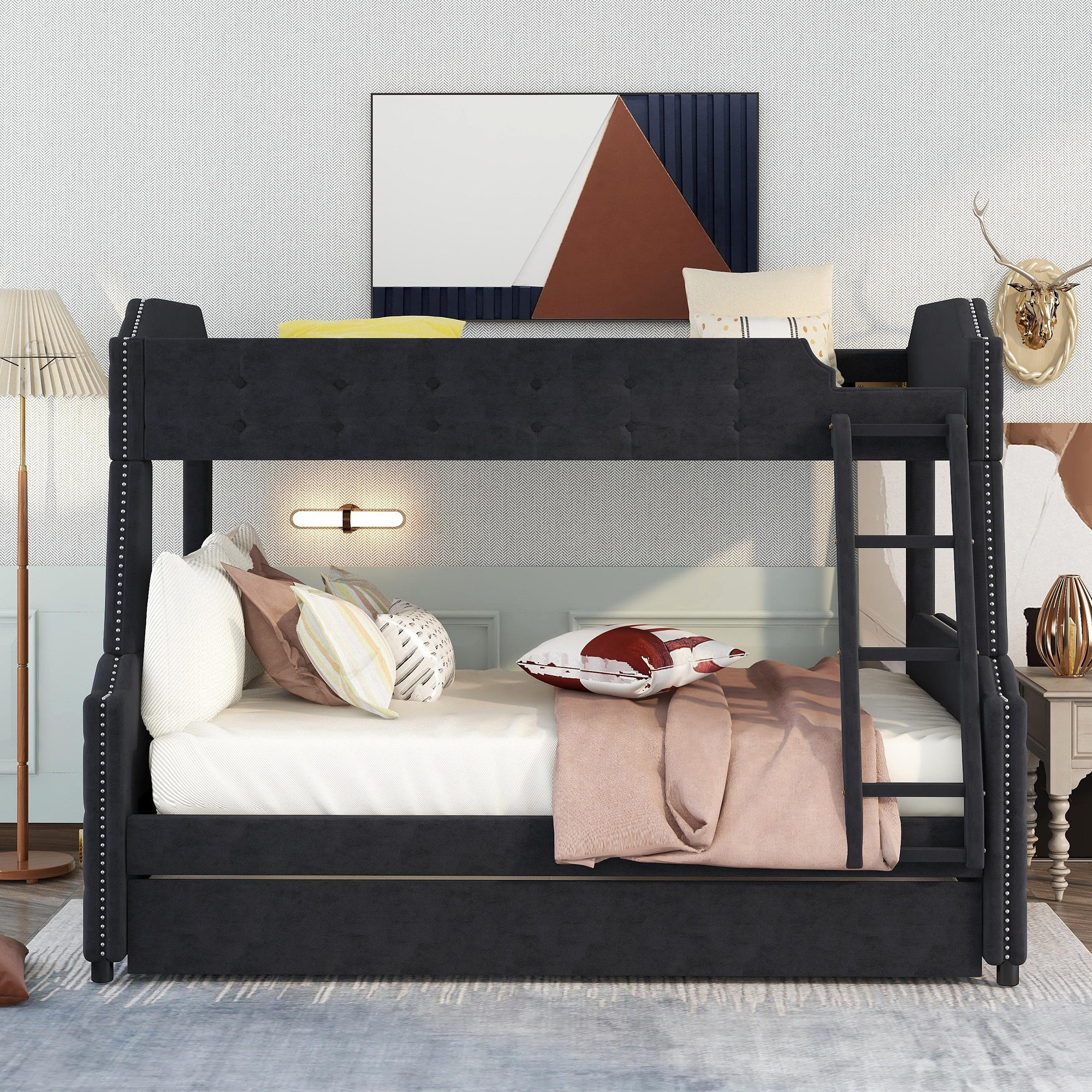 Harriet Bee Johnell Upholstered Bunk Bed Bed | Wayfair
