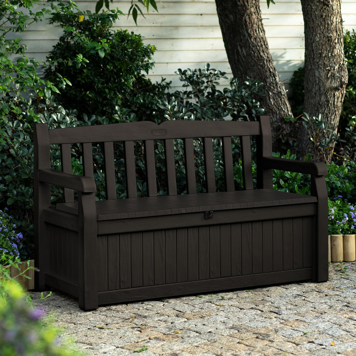 Keter 70 Gallon Durable Resin Outdoor Bench Storage and Organization ...