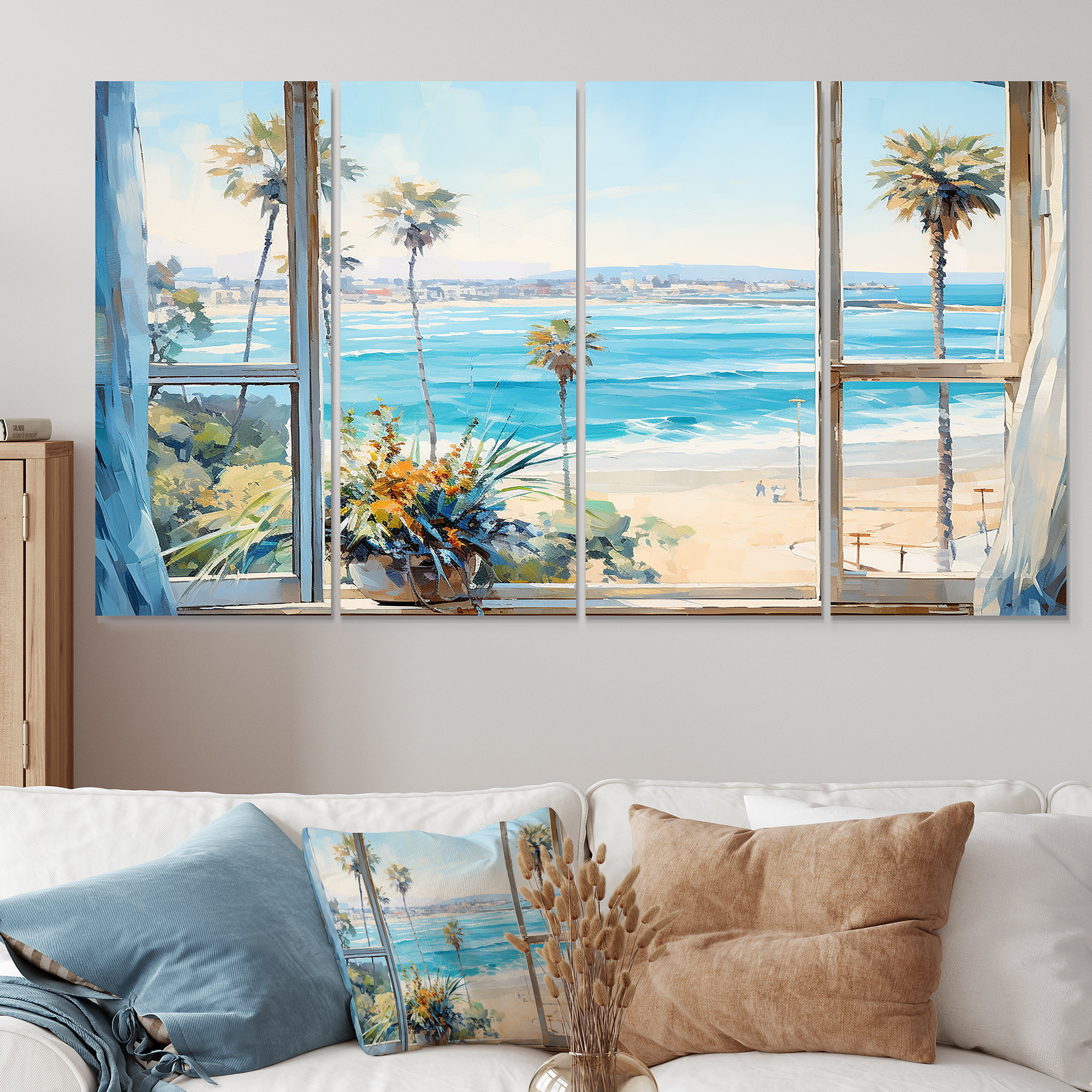 Highland Dunes Coastal Window View By The Beach IV - Landscape 4 Piece ...