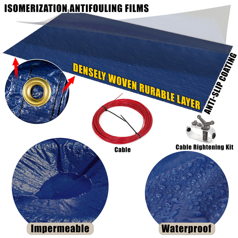 Royal Shade Premium Rectangle Blue Winter Swimming Pool Cover Tarp ...