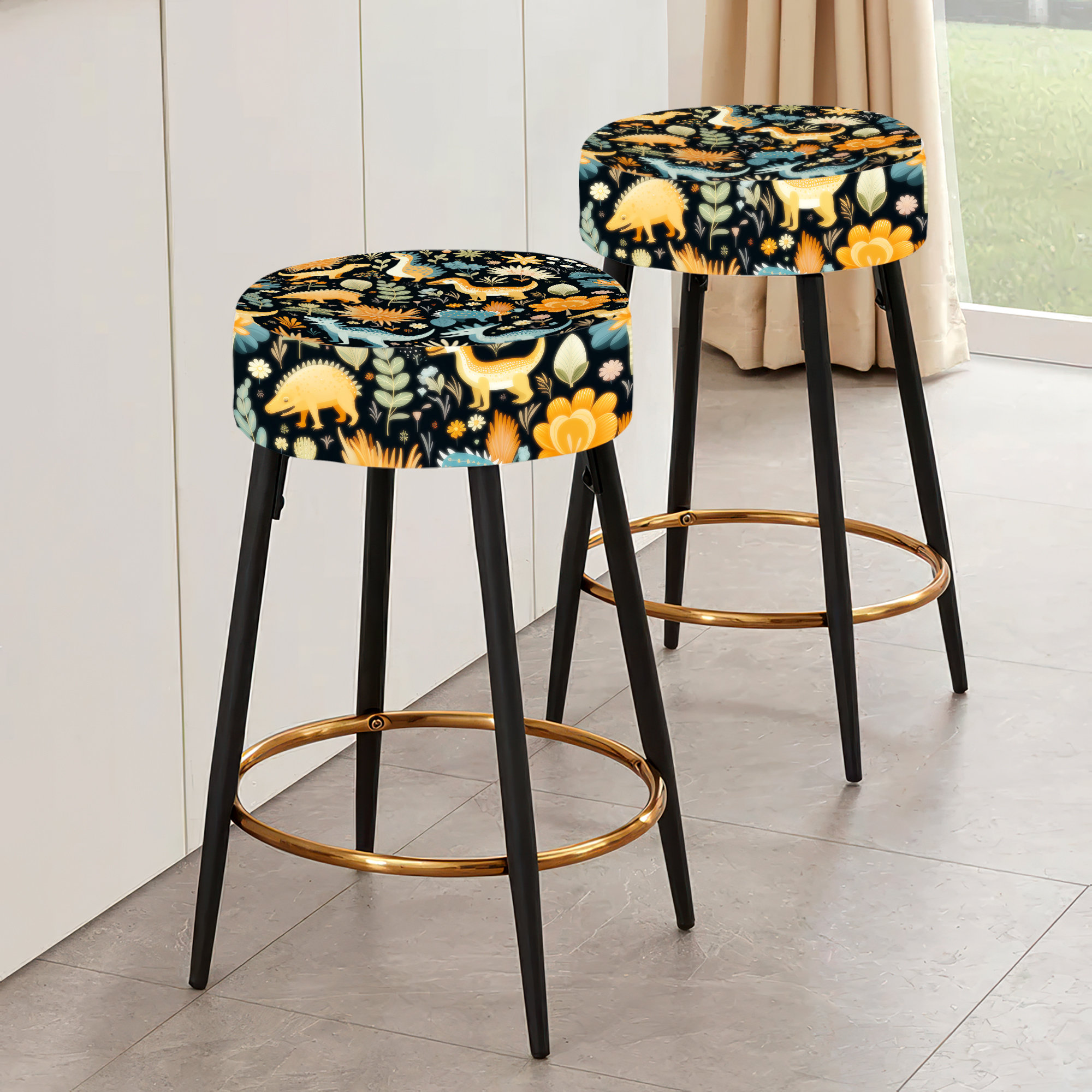 East Urban Home Hall - Animal Print Bar Stools Set Of 2 | Wayfair