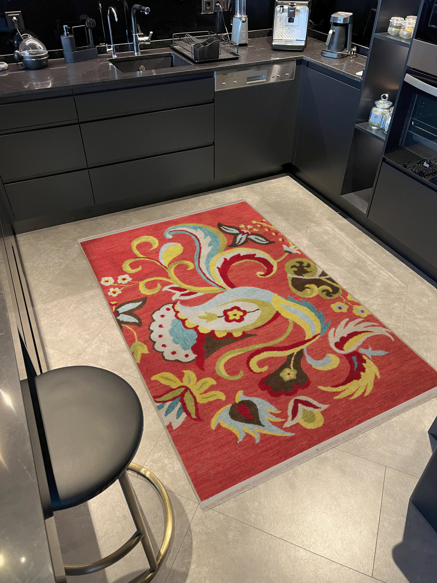 METG HOME Red-Themed Multi-Colored Abstract Ethnic Floral Patterned ...