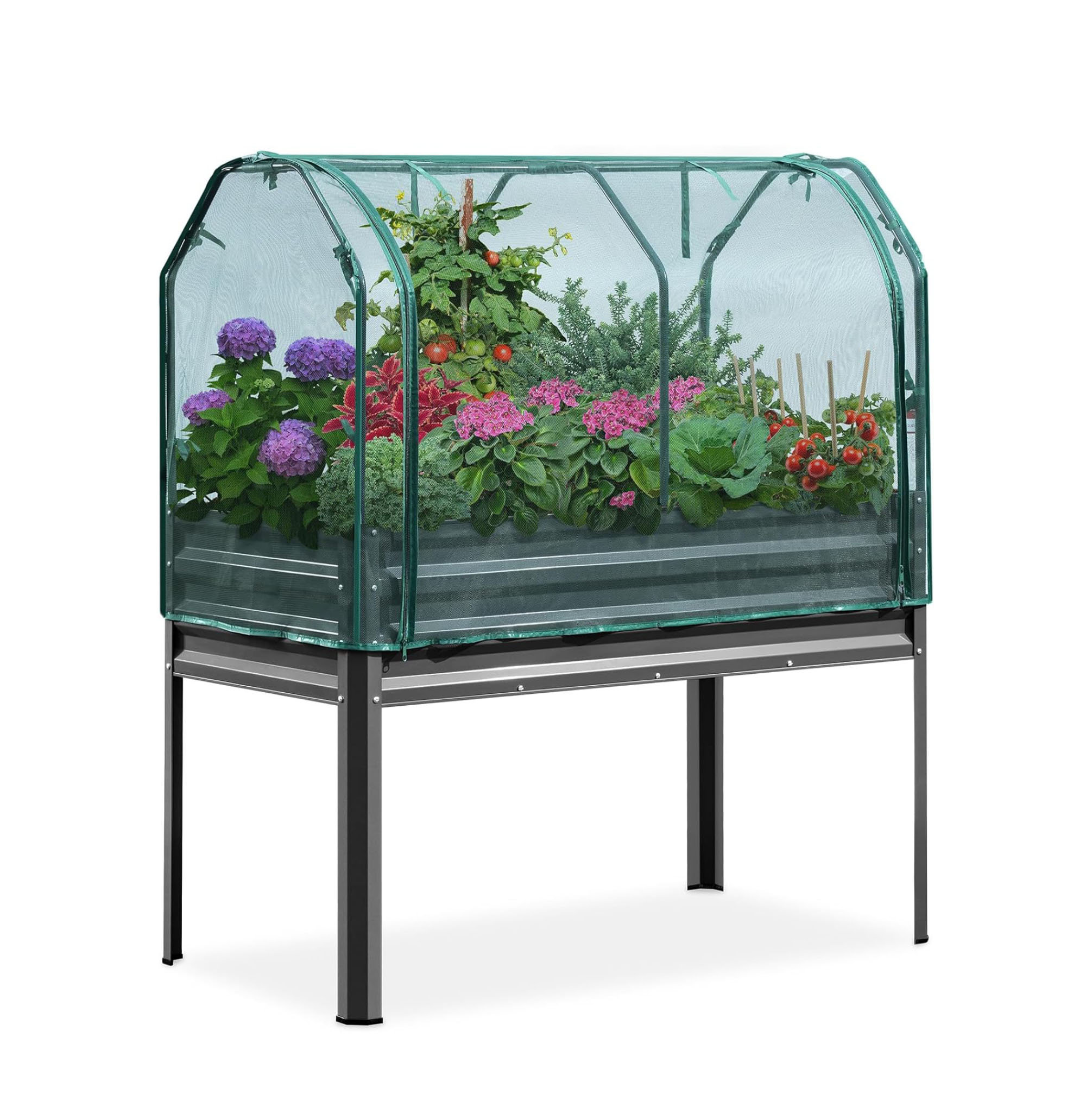17 Stories Large Raised Garden Bed With Netting, Galvanized Elevated ...