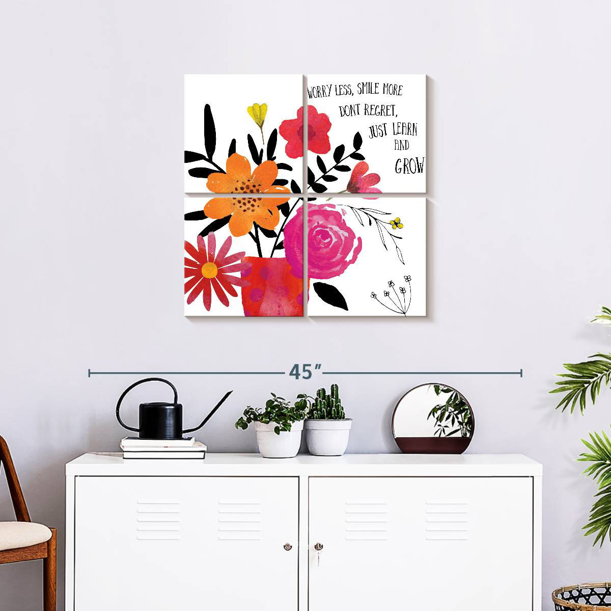 Ebern Designs Tergel Floral Worry Less Smile More | Wayfair