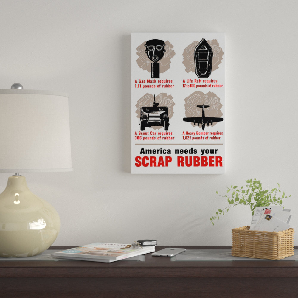 East Urban Home 'WWII Poster America Needs Your Scrap Rubber' Vintage ...