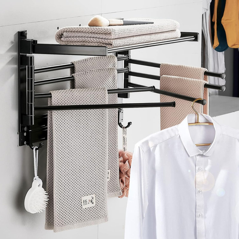 Rebrilliant Metal Foldable Wall-Mounted Drying Rack | Wayfair