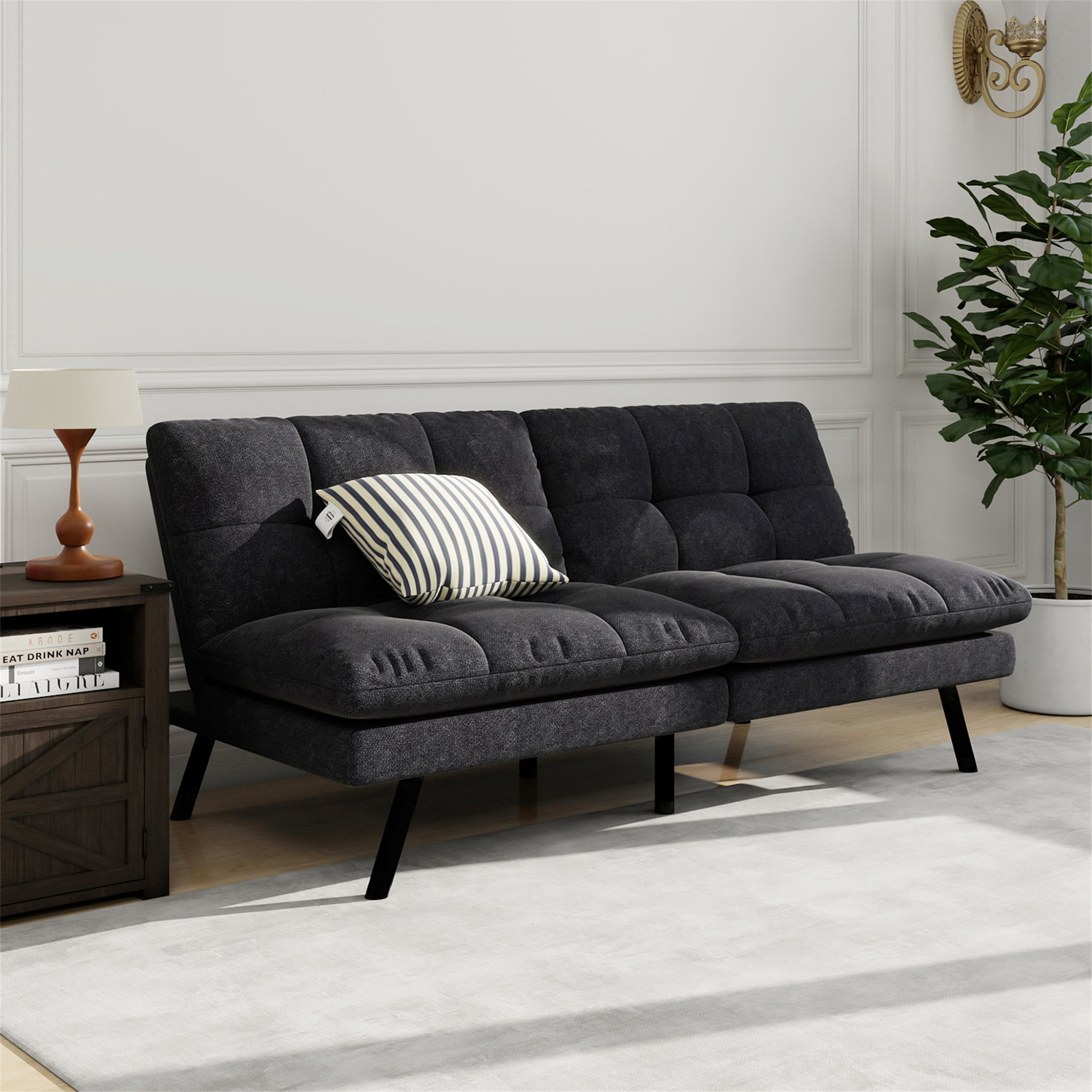 Latitude Run® Pavithra 68'' Tufted Convertible Futon Small Sofa Bed ...