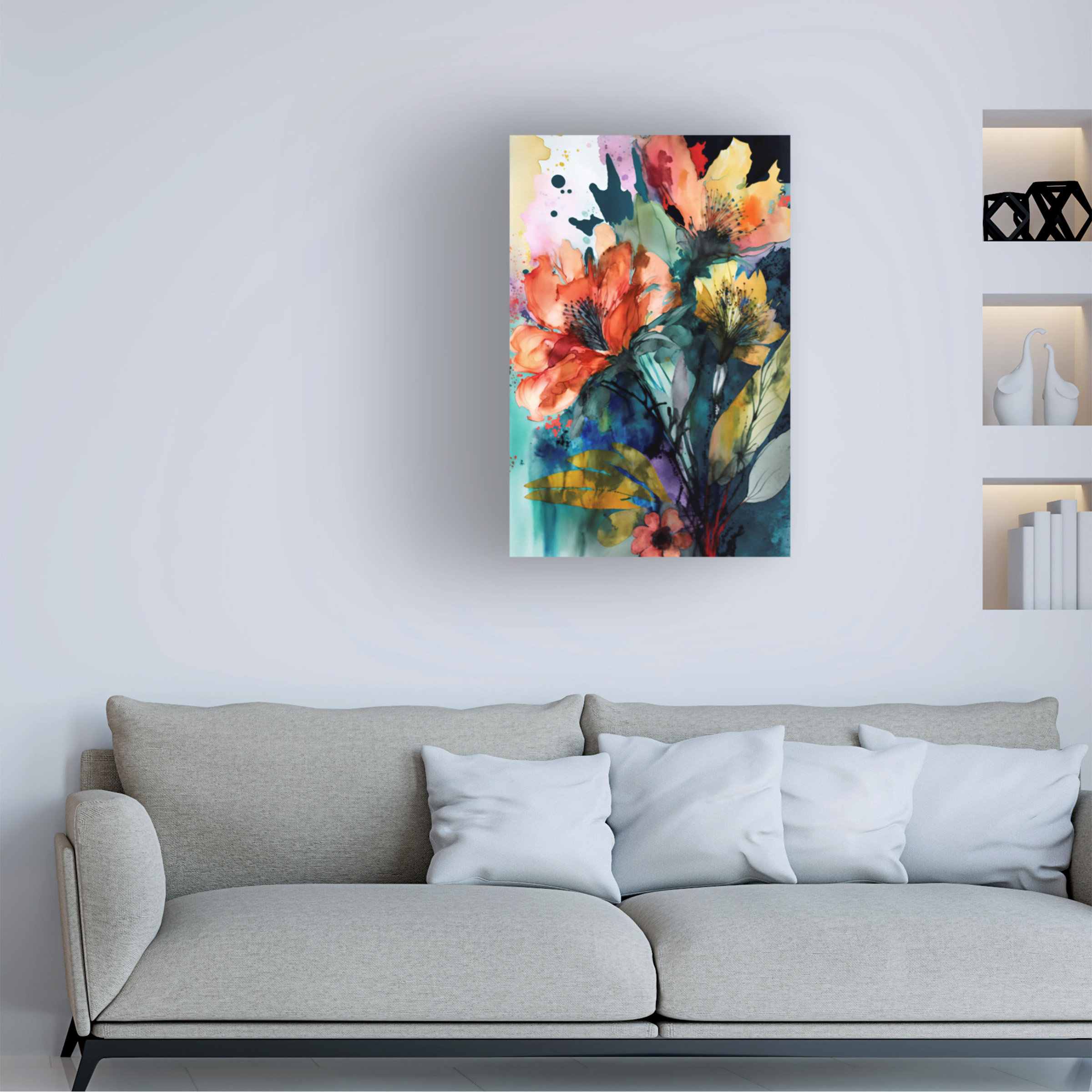 Trademark Fine Art Ray Heere Watercolor Expressive Flowers 22 Canvas ...