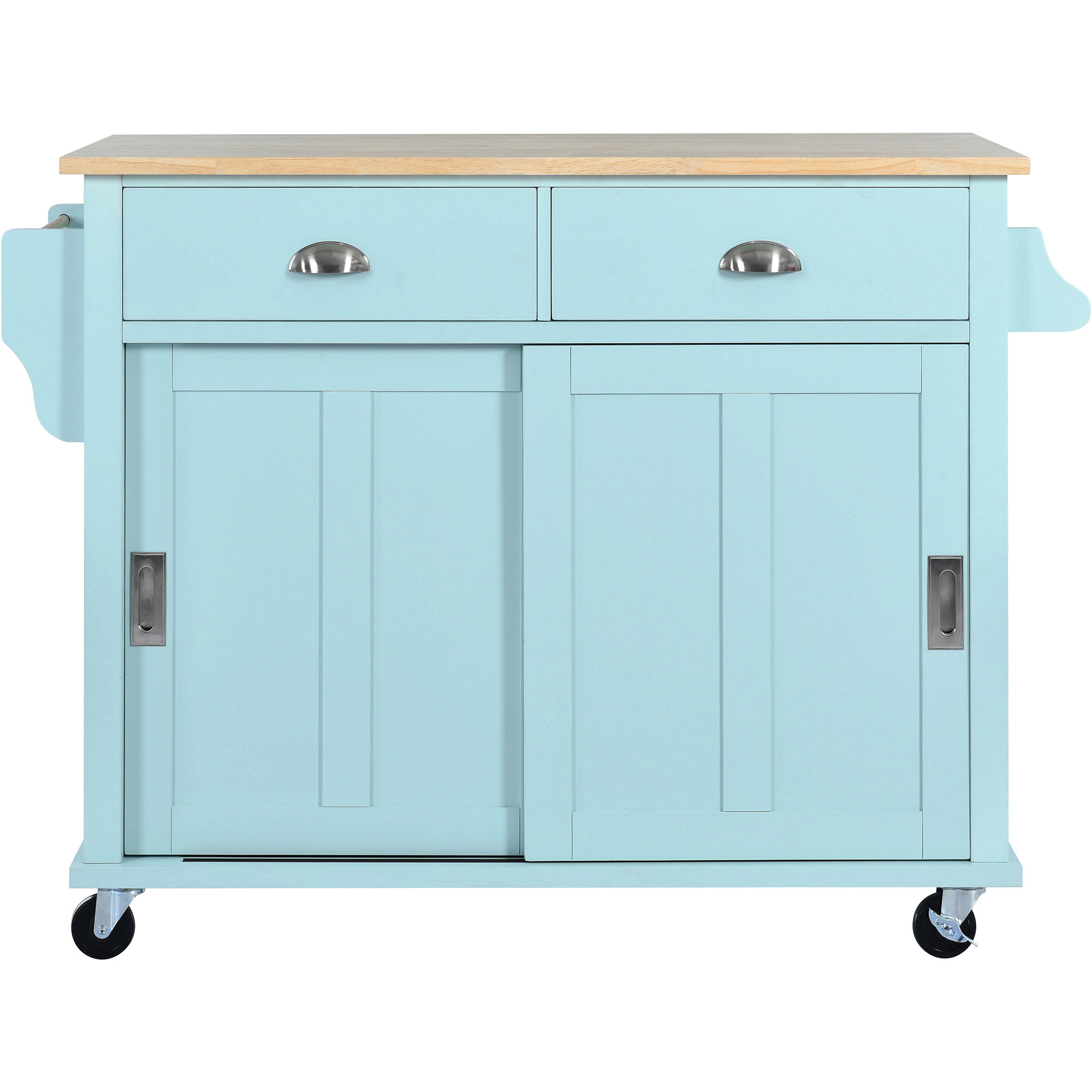 Lark Manor Kitchen Cart With Rubber Wood Drop-Leaf Countertop ...