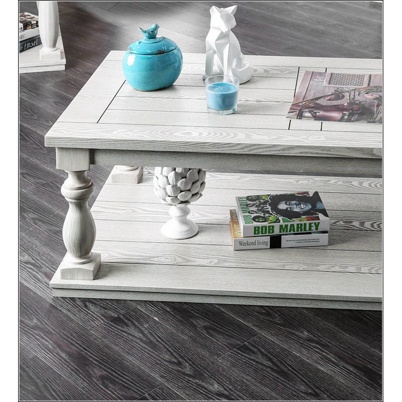 Rosalind Wheeler Rustic Style Antique White 1pc COFFEE TABLE Open ...