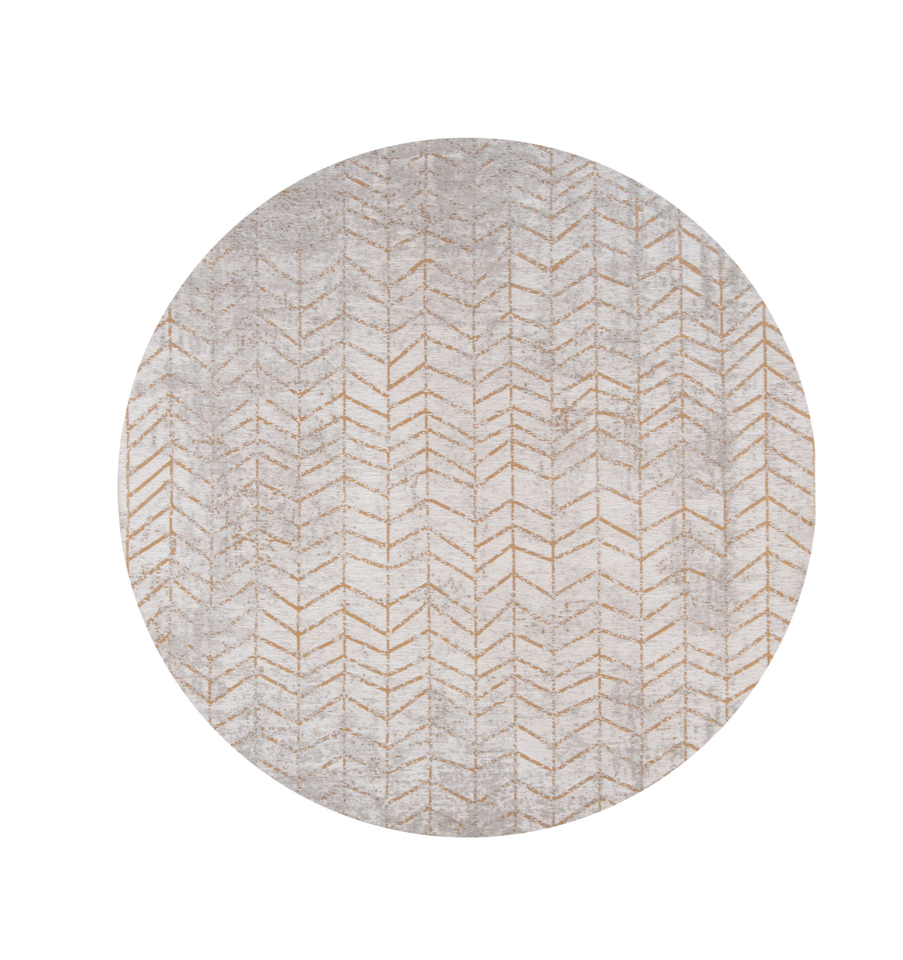 HomeRoots 5' Gray and Yellow Round Chevron Non Skid Area Rug | Wayfair