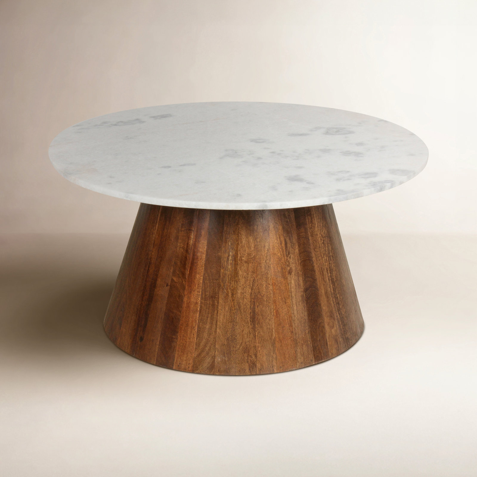 Joss & Main Tamia 36" Round Marble And Mango Wood Coffee Table ...