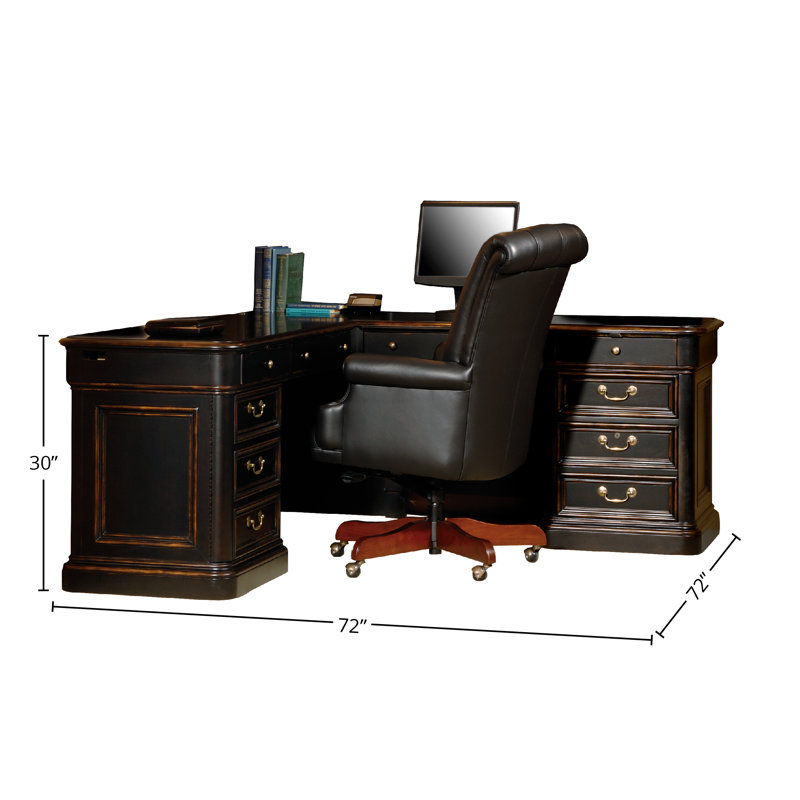 Hekman Metro 72" Wide Executive L Desk, Wellington Driftwood Finish ...
