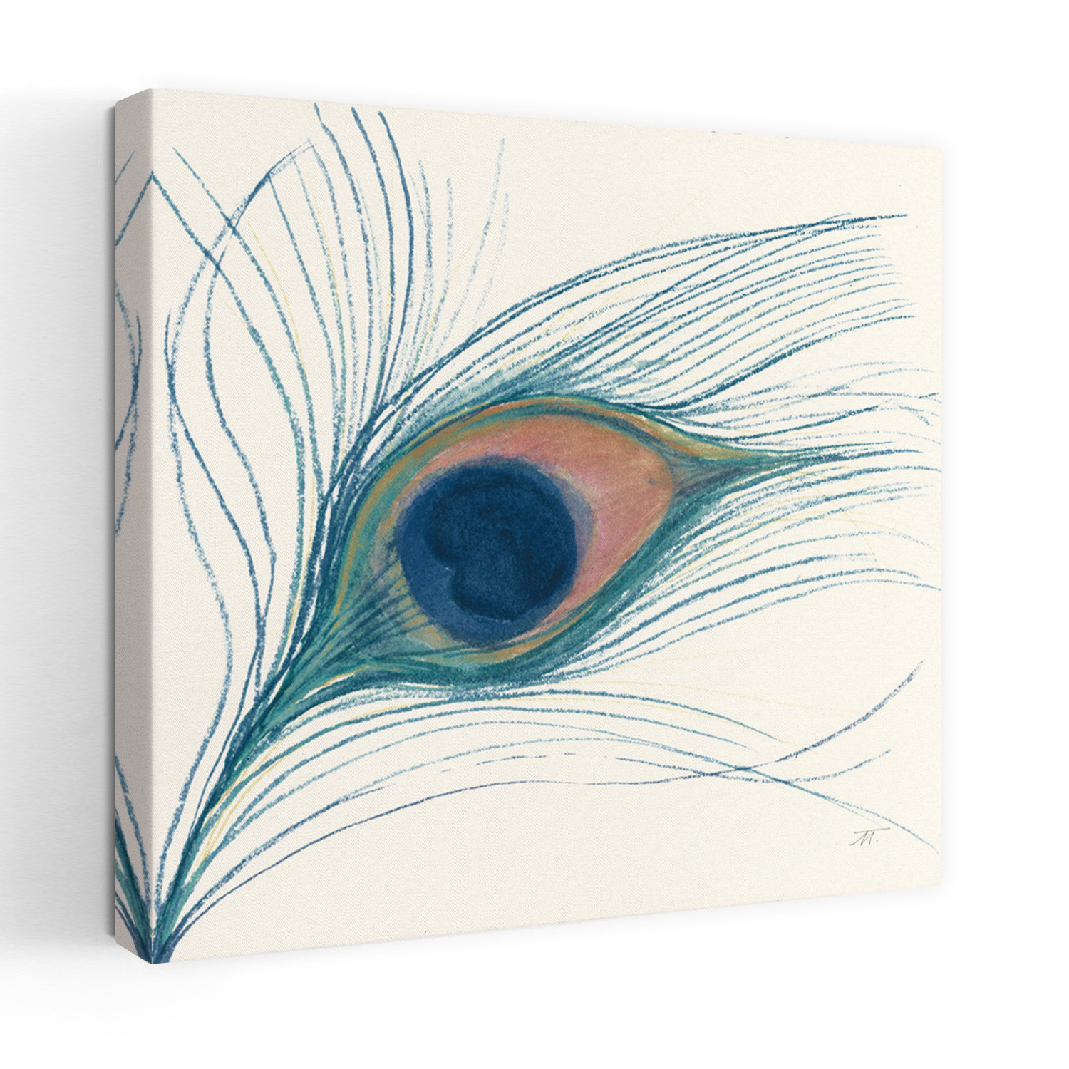 Dakota Fields Contemporary Peacock Feather I Blue With Blue Feathers ...