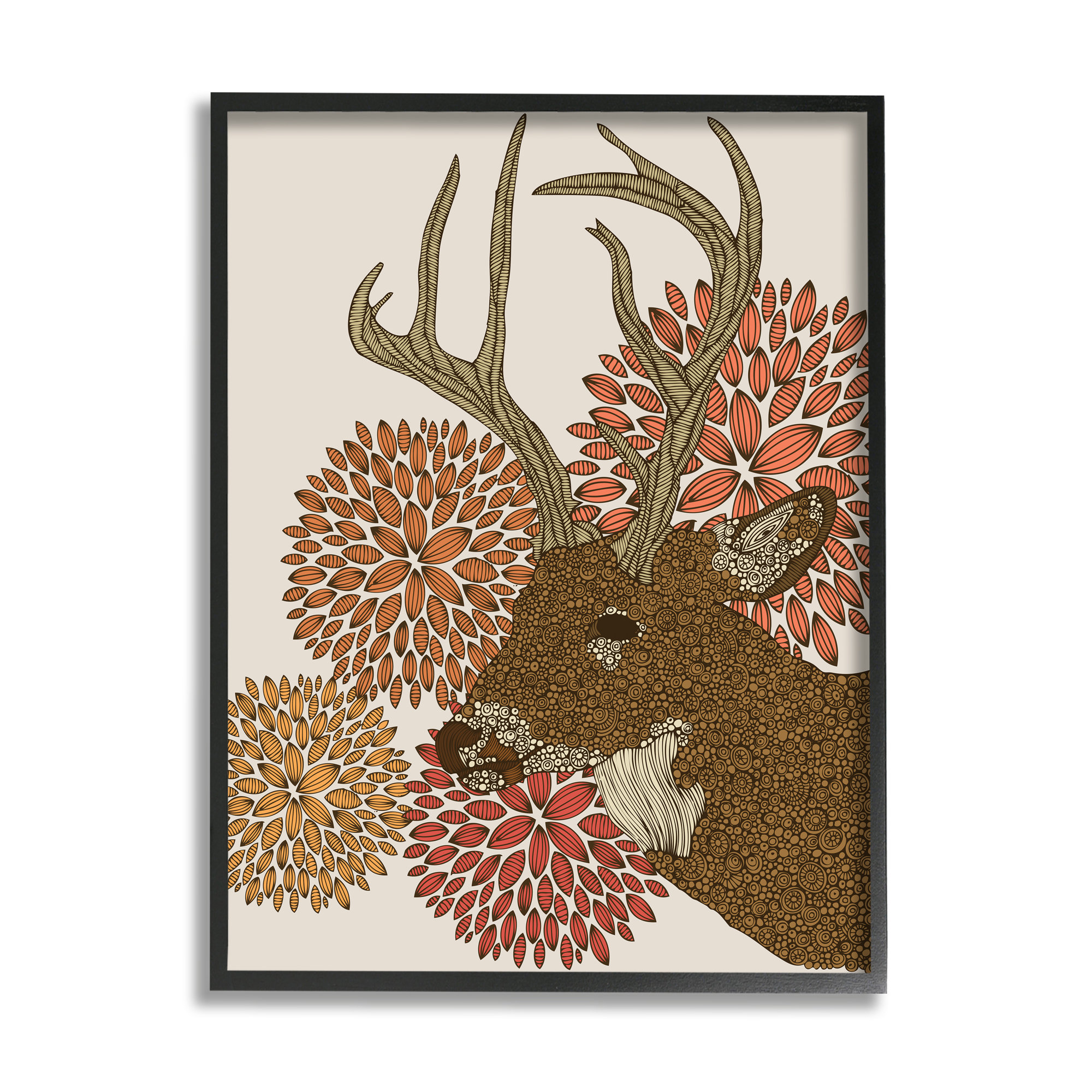 Stupell Industries Buck Deer Abstract Wildlife Botanical Intricate ...