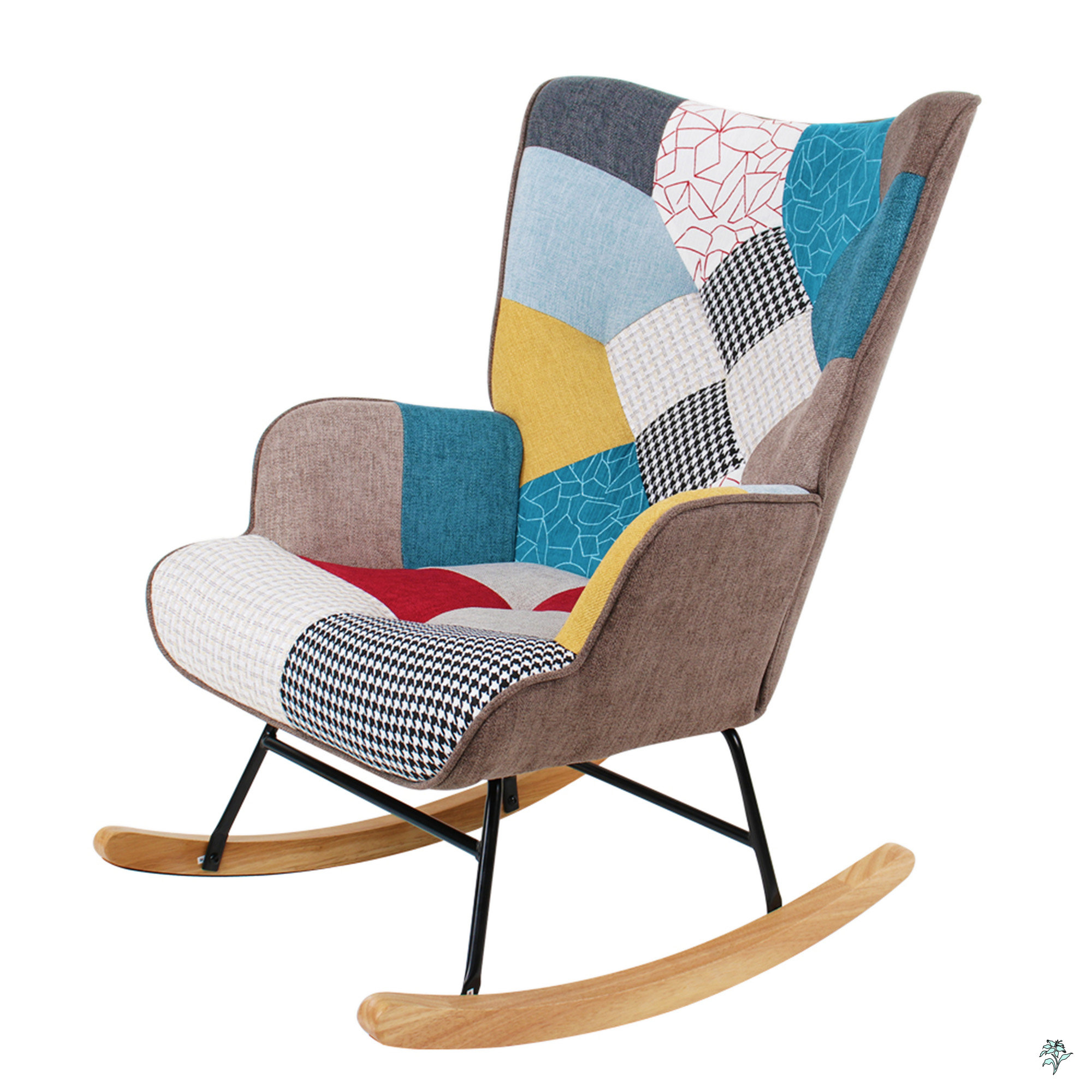 George Oliver Rocking Chair, Fabric Rocker Chair With Wood Legs And ...