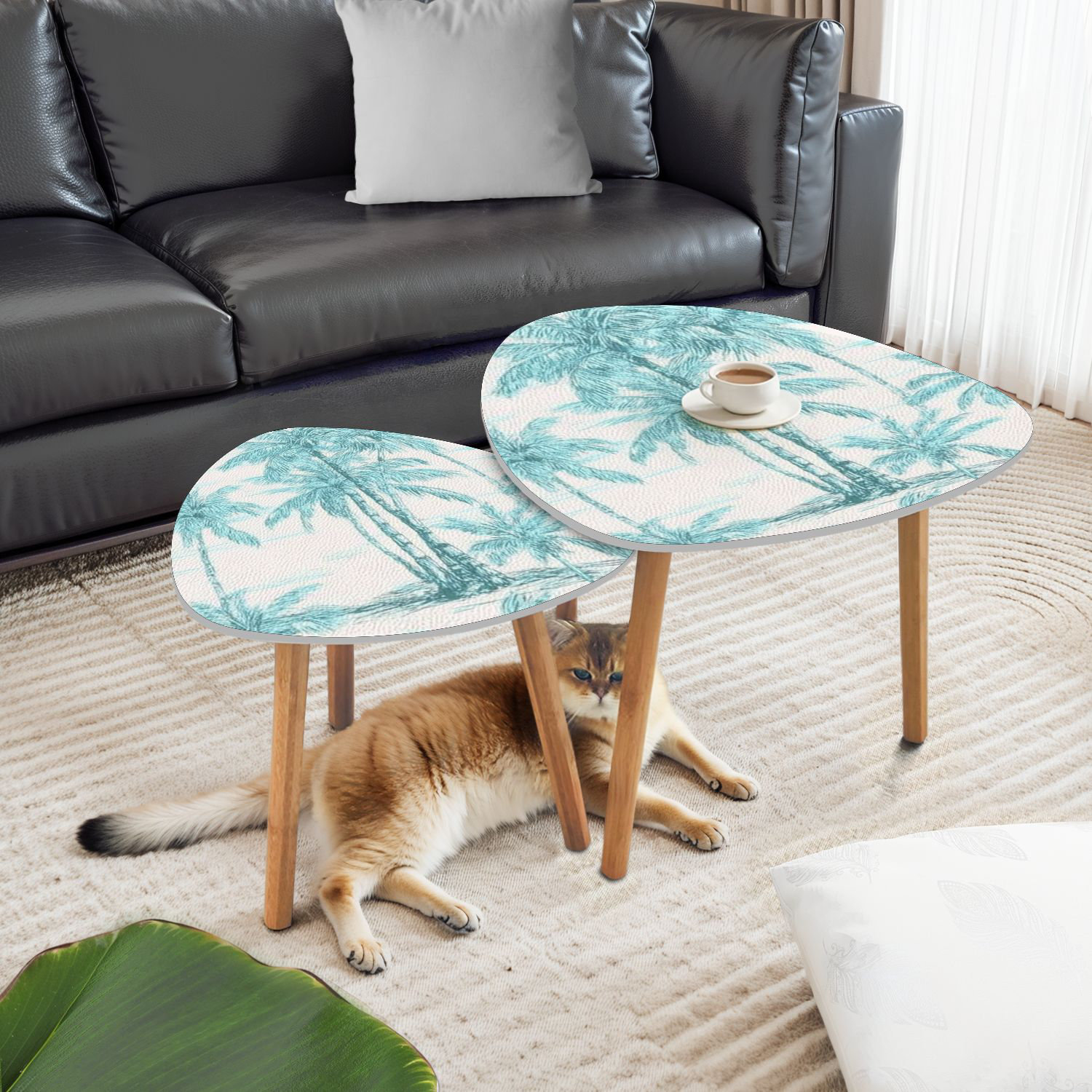 George Oliver Triangle Nesting Coffee Table Set of 2 Ink sketch coconut ...